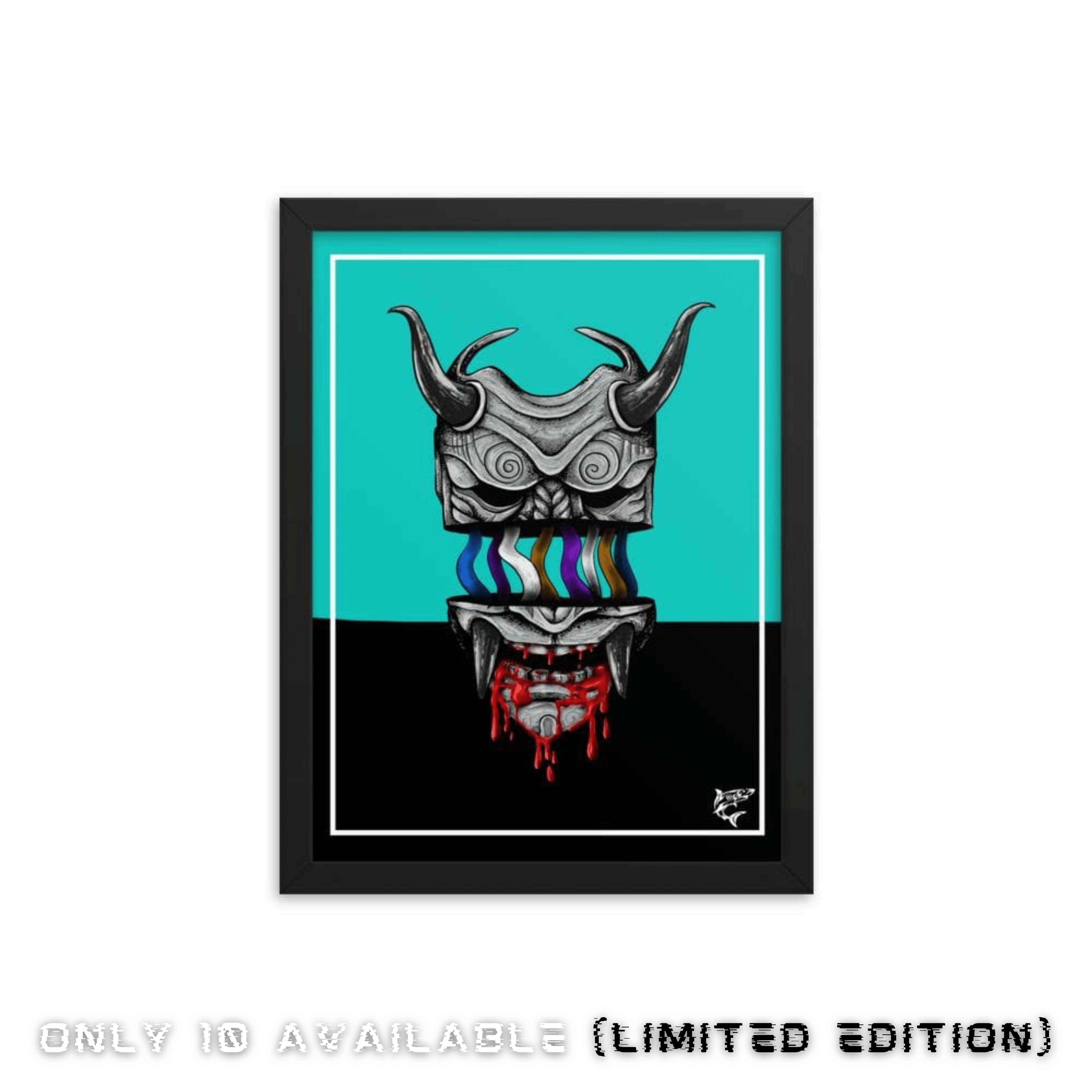 Divided Demon (Turquoise) ~ Framed Art – Submission Shark